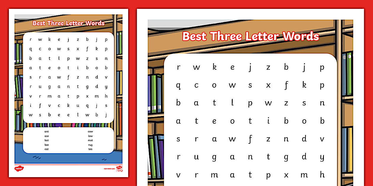 Best Three Letter Words Word Search (teacher made) - Twinkl
