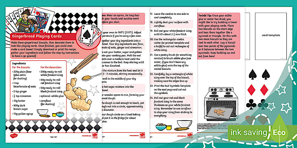 Gingerbread Playing Cards Biscuit Recipe (Ages 7 - 11)