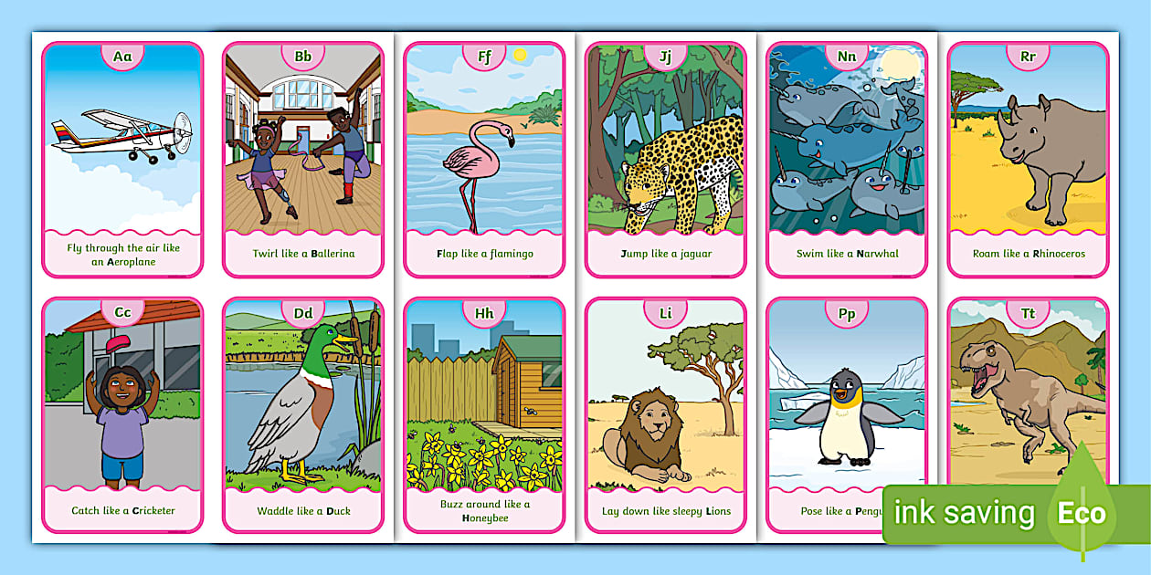 EYFS A-Z Action Cards - Move PE (teacher made) - Twinkl