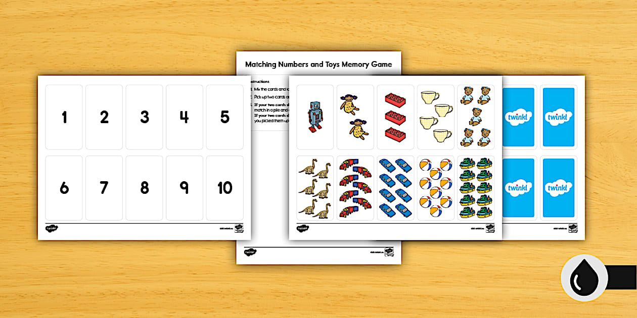 Match the Numbers to the Number of Toys Memory Game - Twinkl