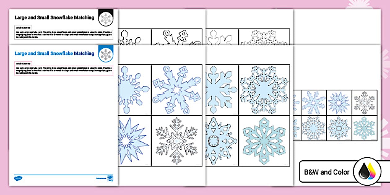 Large and Small Snowflake Matching Worksheet (teacher made)