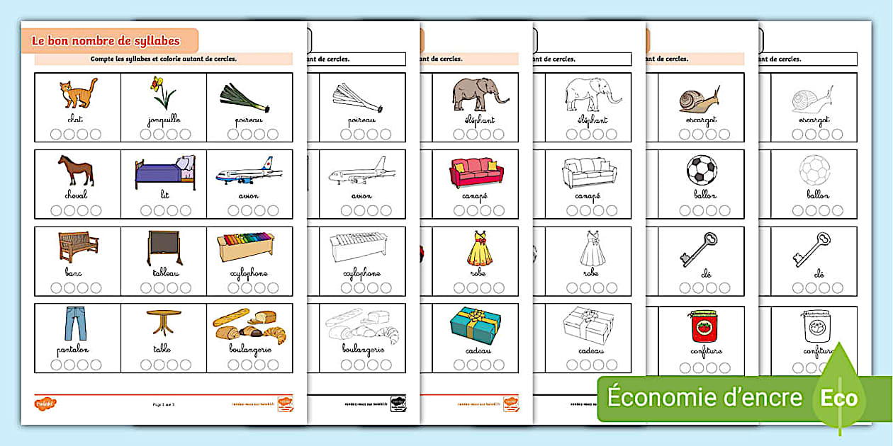 Compte le nombre de syllabes (teacher made) - Twinkl