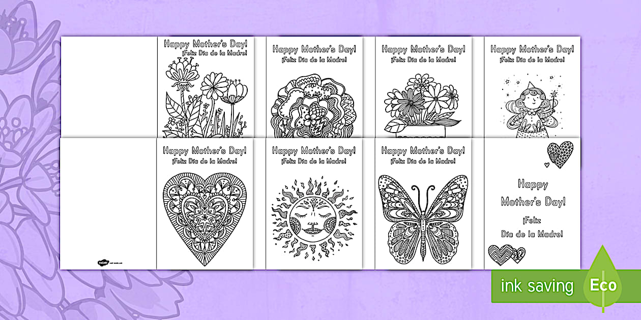 Mother's Day Mindfulness Coloring Cards English/Spanish