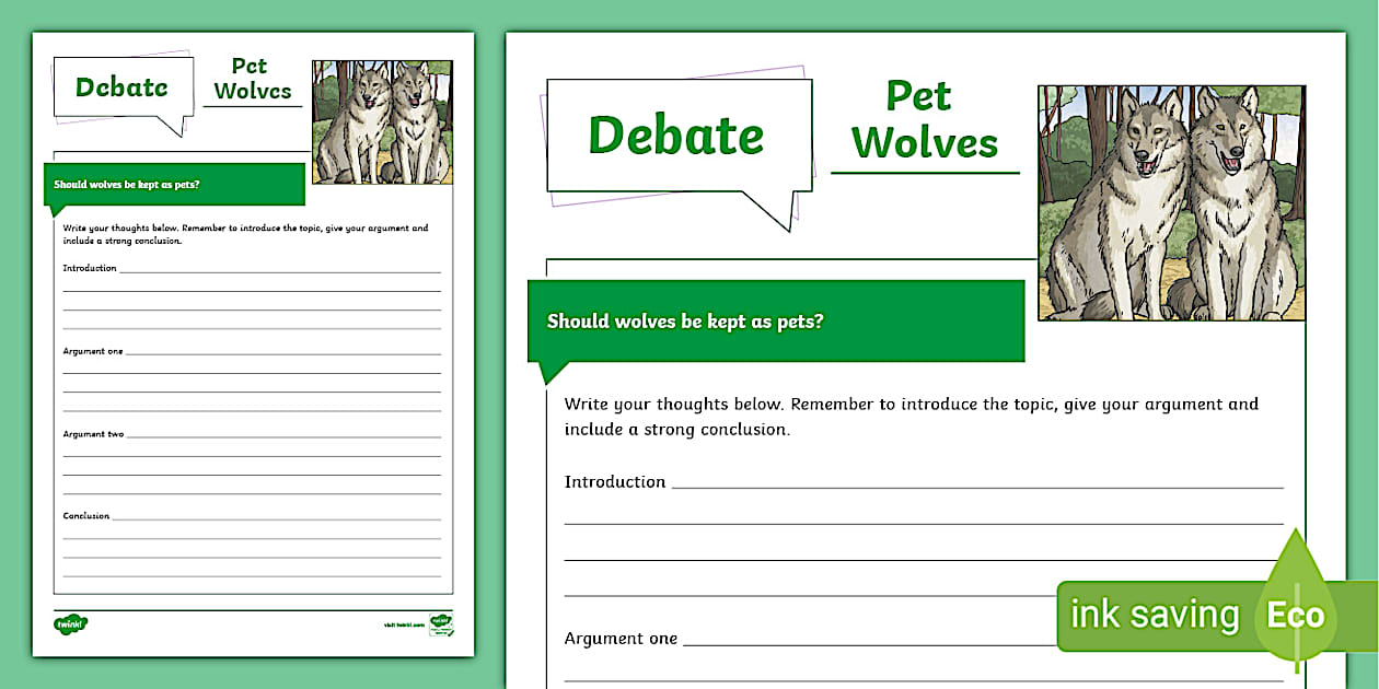 Pet Wolves Debate Writing Frame (professor feito) - Twinkl