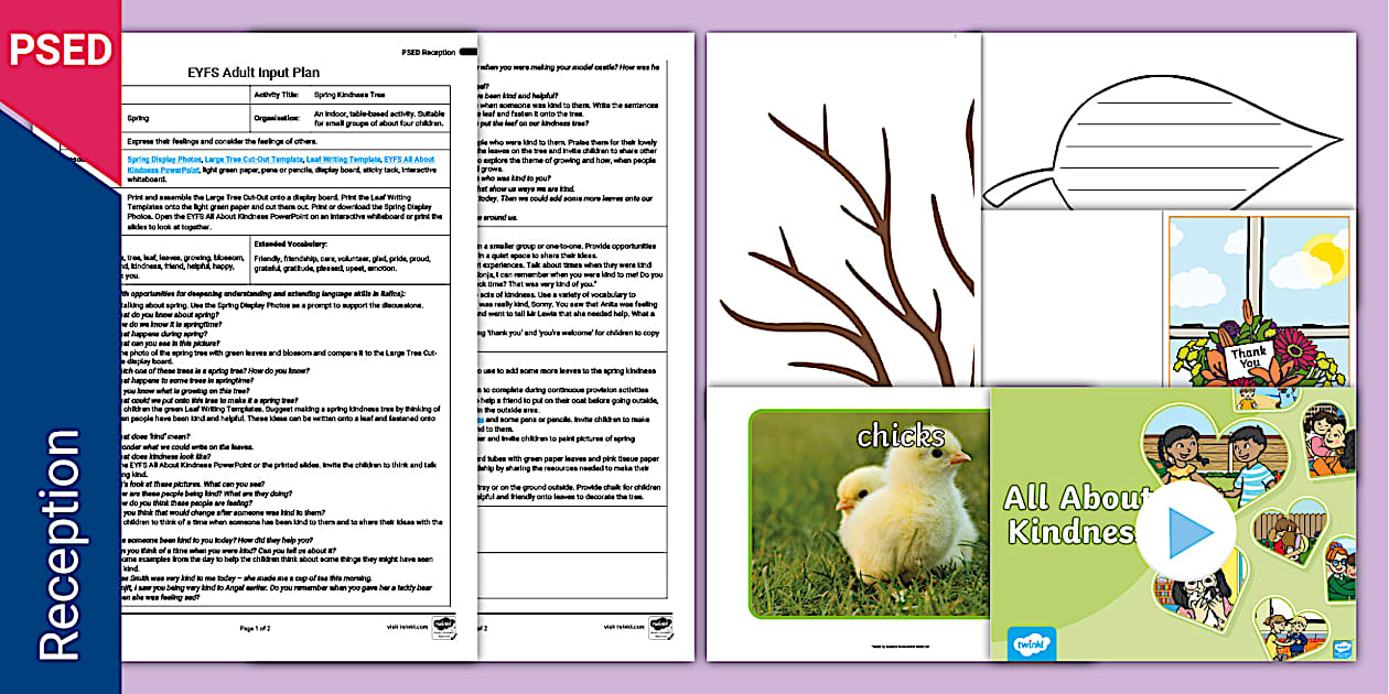 EYFS Spring Kindness Tree Adult Input Plan and Resource Pack