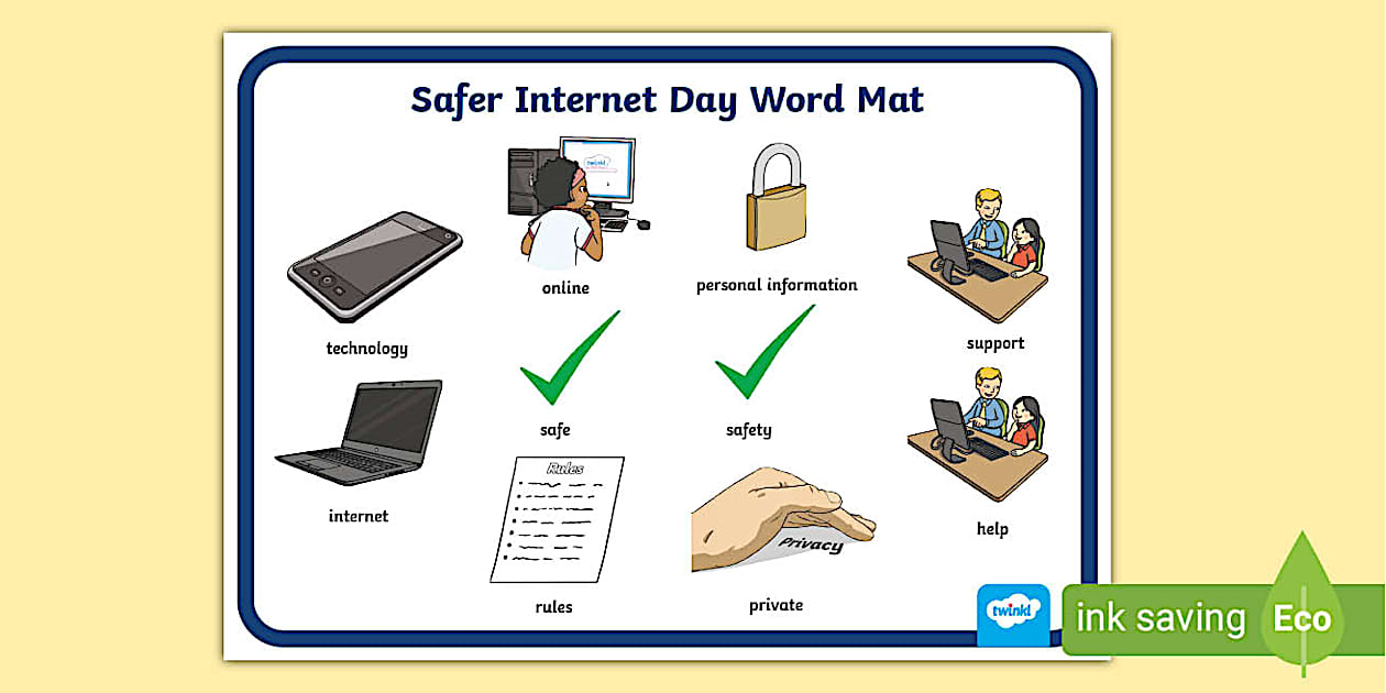 Safer Internet Day Word Mat (teacher made) - Twinkl