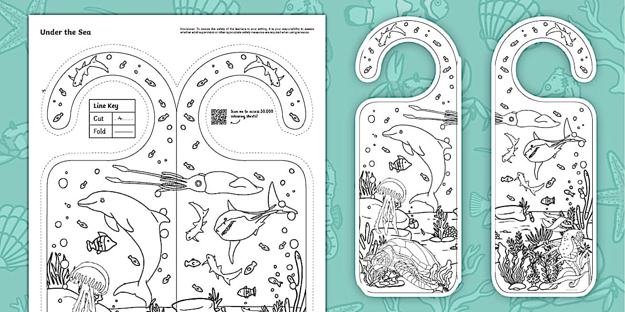 Under the Sea Colouring Door Hanger Worksheet