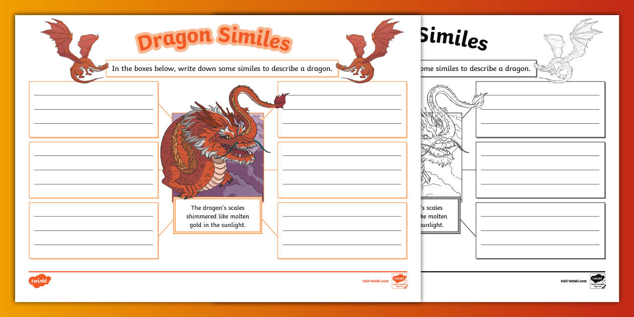 Dragon Similes Mind Map - Twinkl Templates (teacher made)