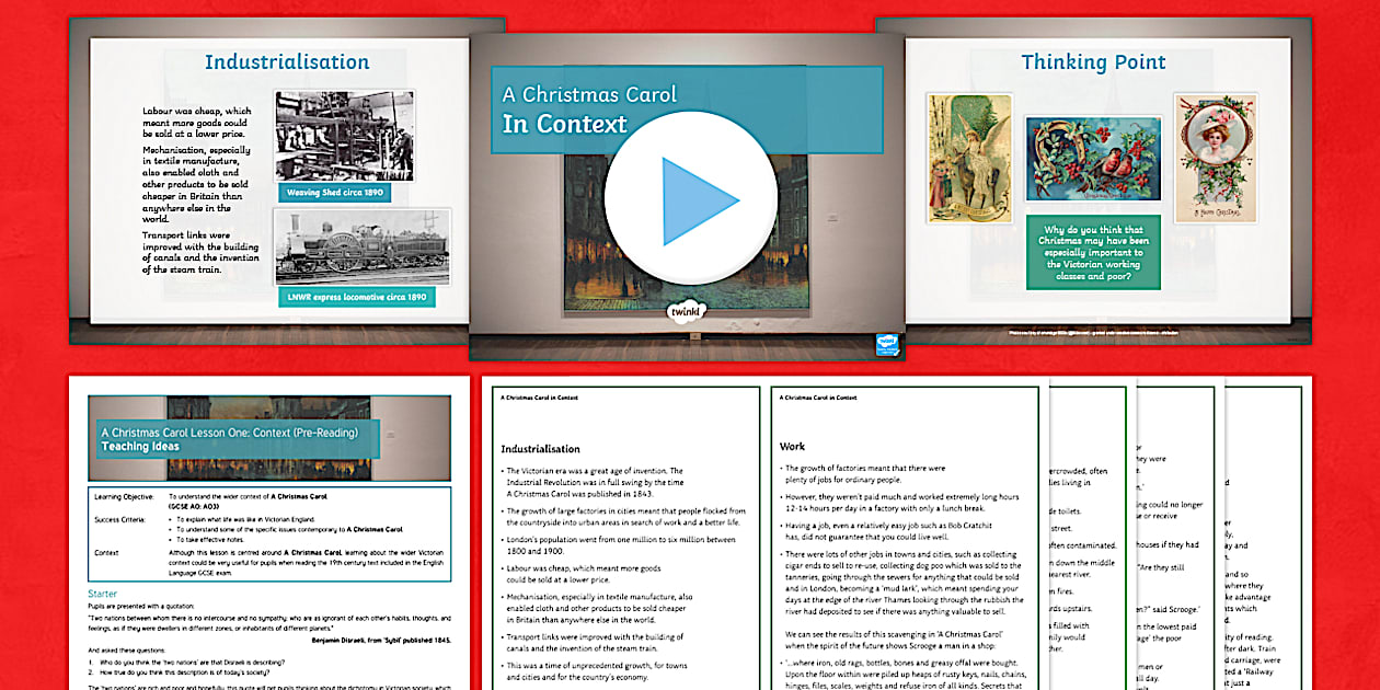 Editable Lesson 1: A Christmas Carol Context – Pre-reading