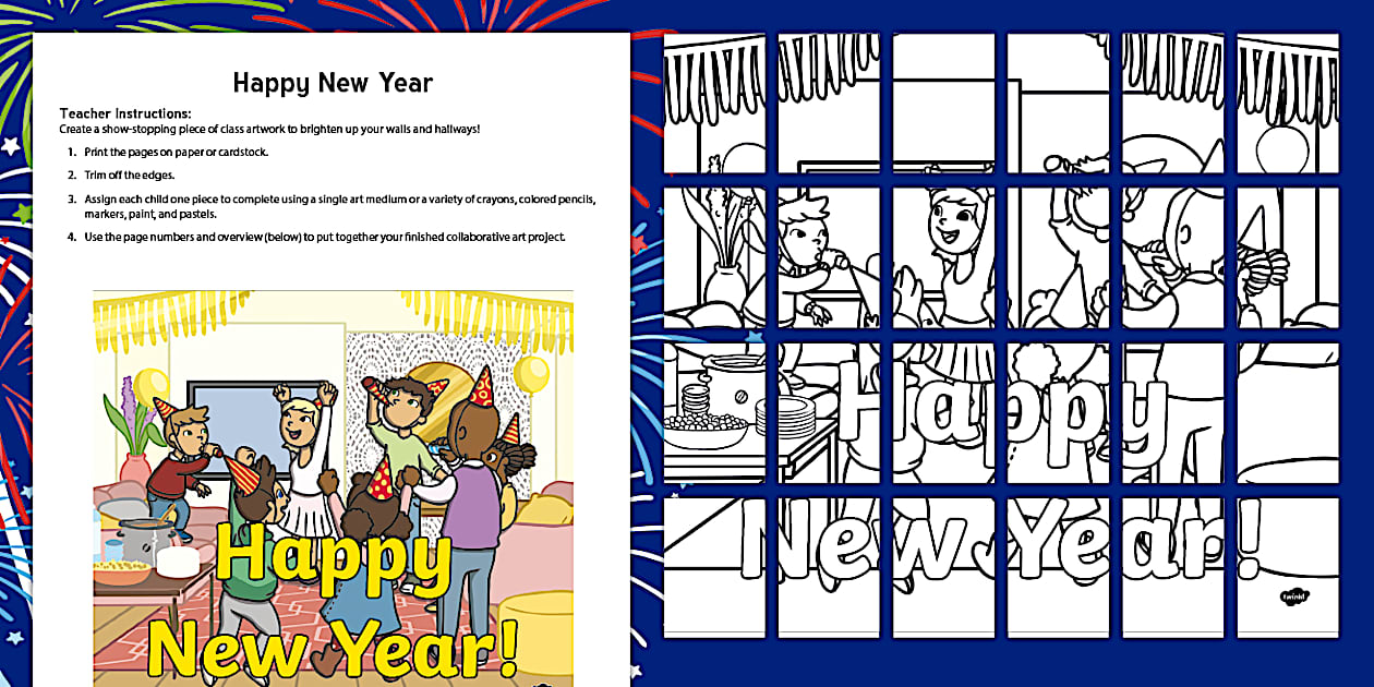 Happy New Year Collaborative Art Pack (teacher made)