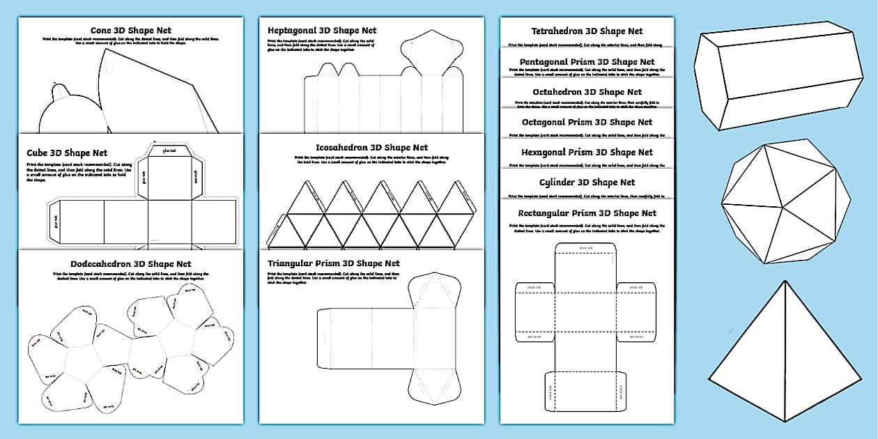 3D Geometric Shape Nets Pack | Math | Geometry| Twinkl USA