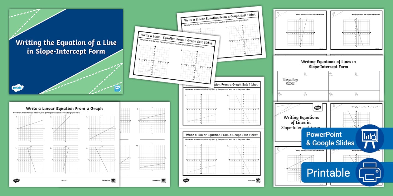 Writing Linear Eq in Slope-Intercept Form From a Graph Less