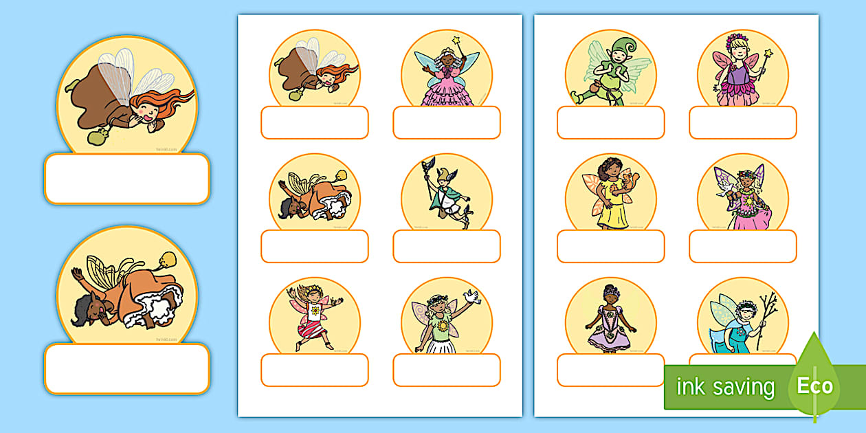 Editable Self-Registration Labels (Fairies) (teacher made)