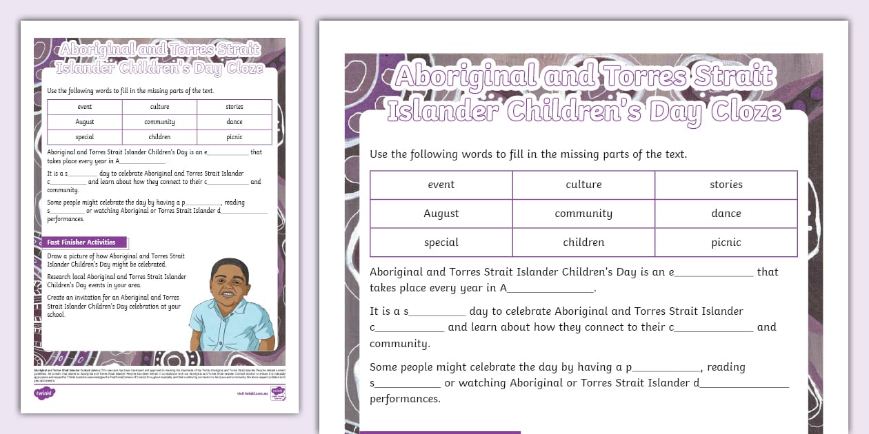Aboriginal & Torres Strait Islander Children’s Day Cloze