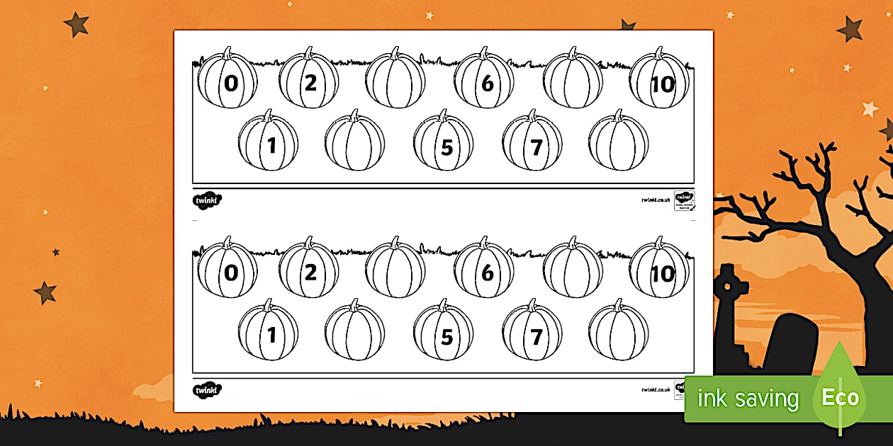 Editable Halloween Themed Missing Numbers to 10 Worksheet