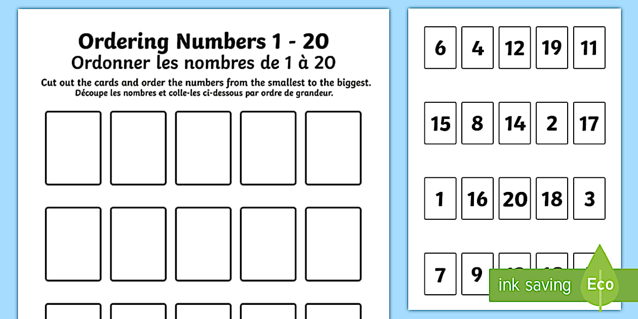French Counting Games - Ordering Numbers Game 0-20 - Twinkl
