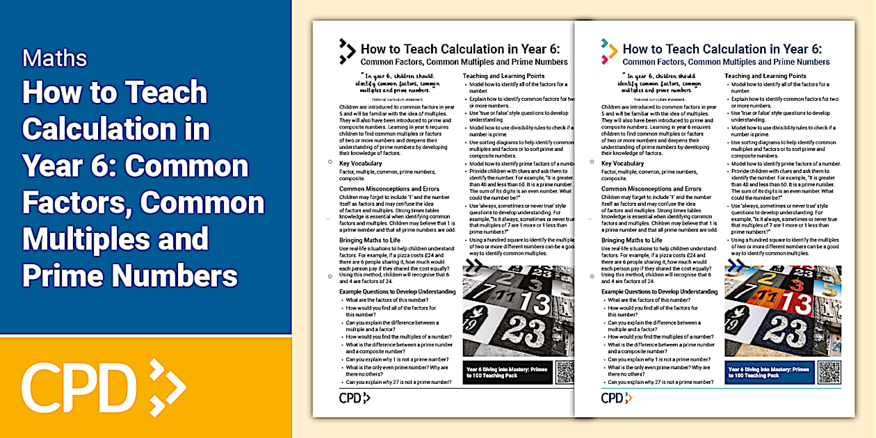 How to Teach Calculation in Year 6: Common Factors, Common Multiples and Prime