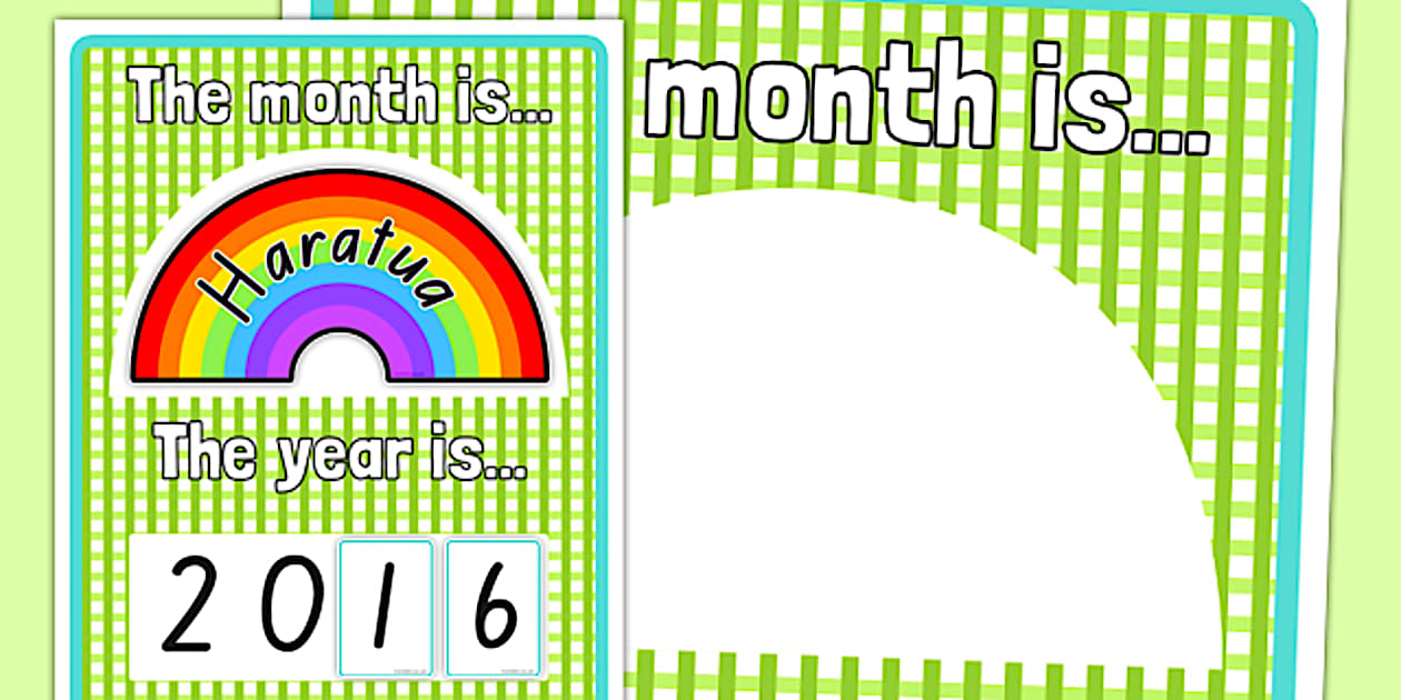 Month and Year Rainbow Poster Te Reo Māori - māori months