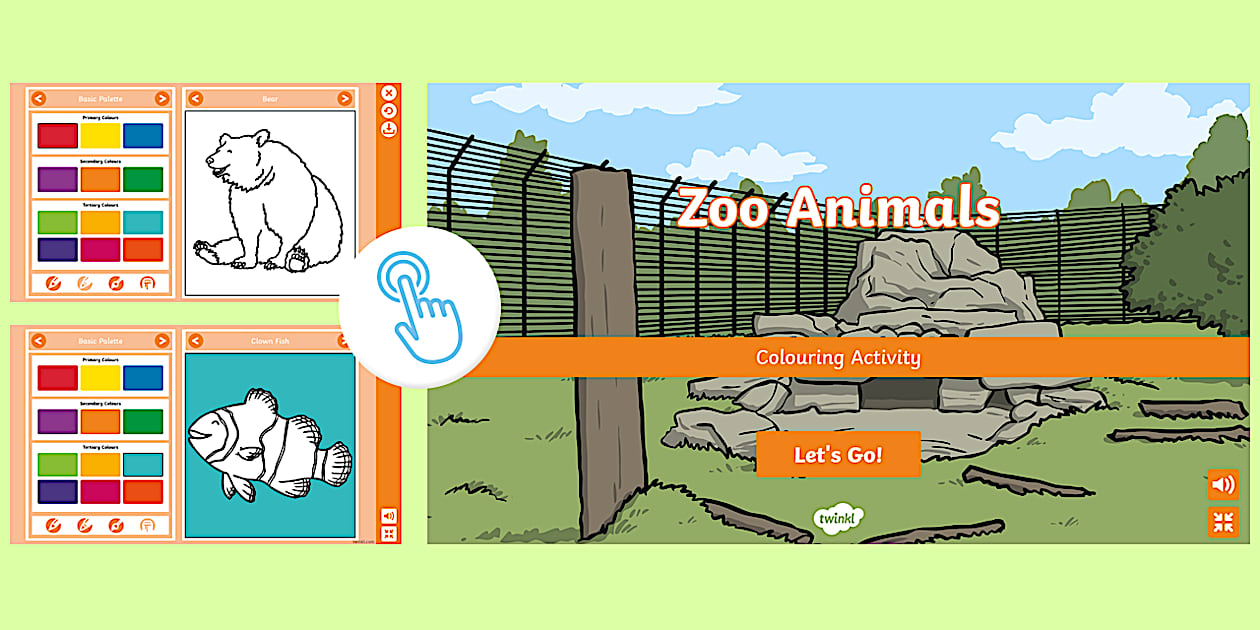 Interactive Colouring Animals From the Zoo Game | Twinkl Go!