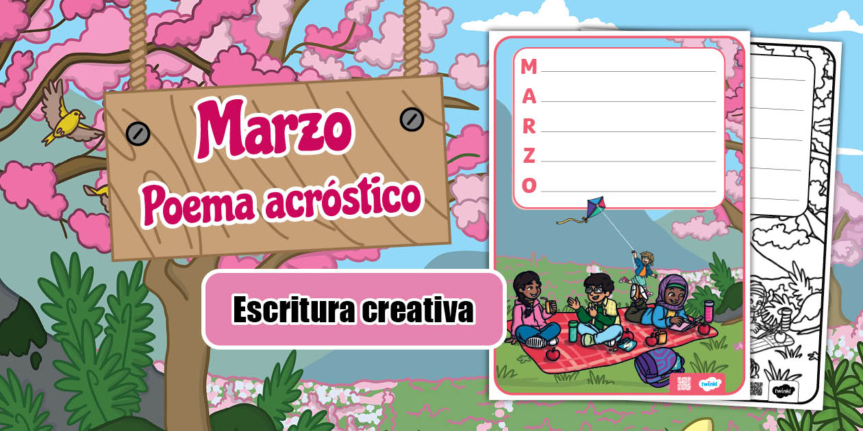 Acróstico: Marzo - Plantilla para escritura de poema