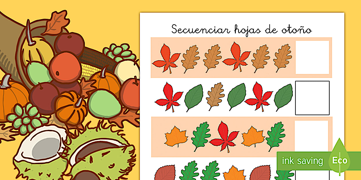 Ficha de actividad: Secuenciar dibujos - Otoño