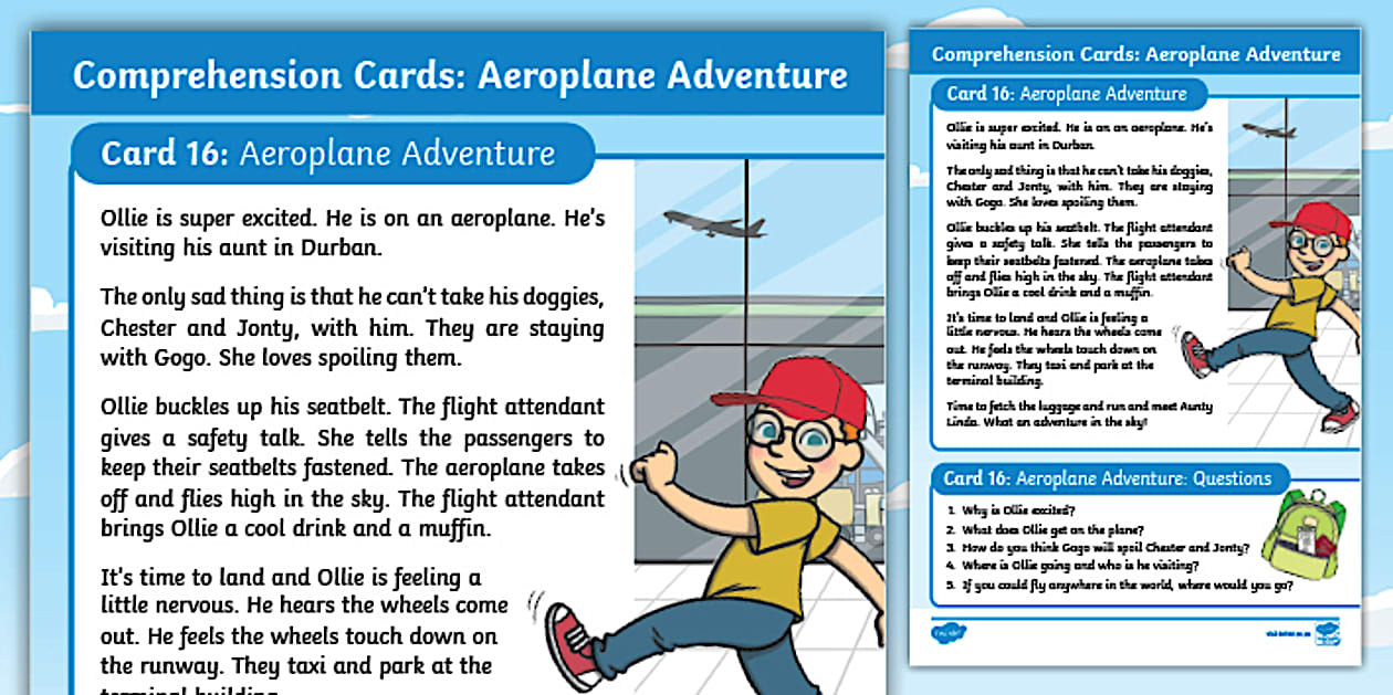 Grade 2/3 English Aeroplane Adventure Comprehension Card (CAPS)