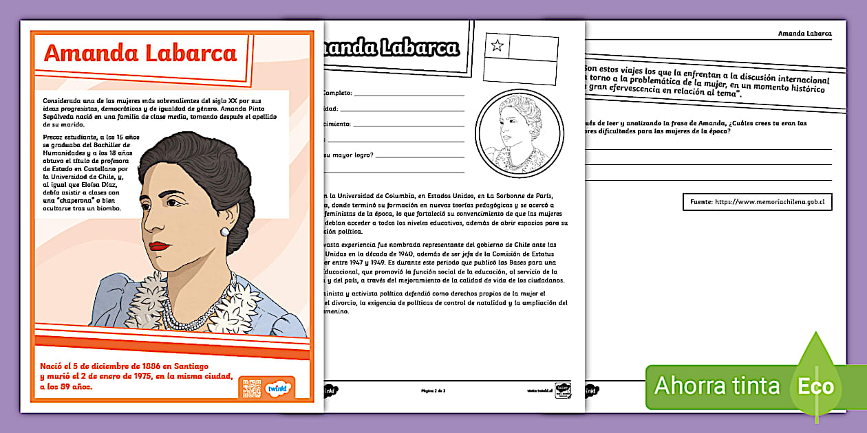 Guía de Trabajo: Amanda Labarca (teacher made) - Twinkl