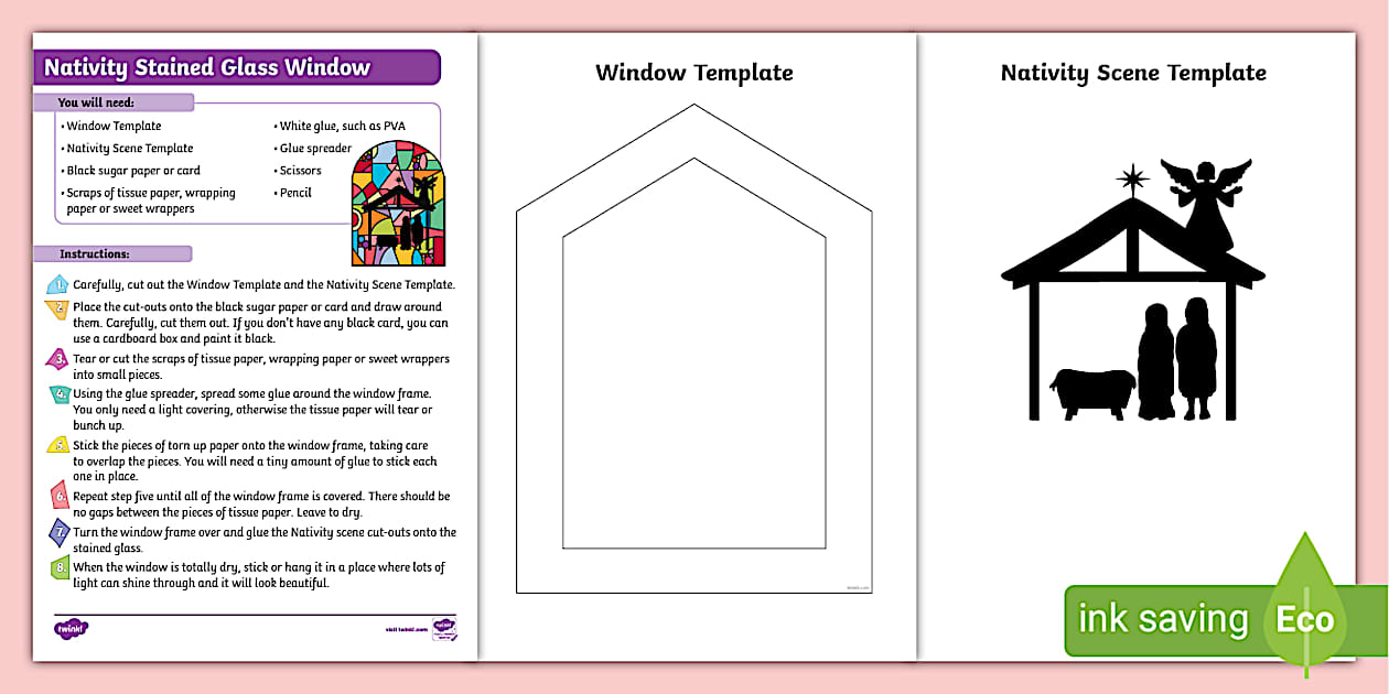 Nativity Stained-Glass Window Art Activity Craft - Twinkl