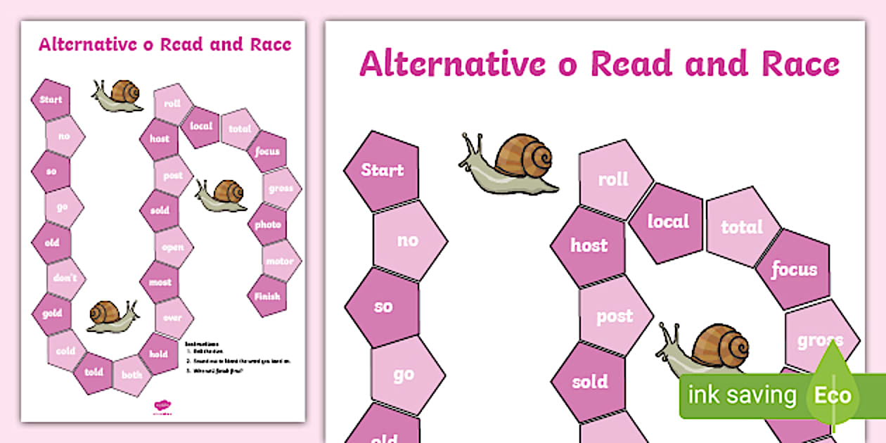 Alternative Long o Sound Phonics Read and Race Game - Twinkl