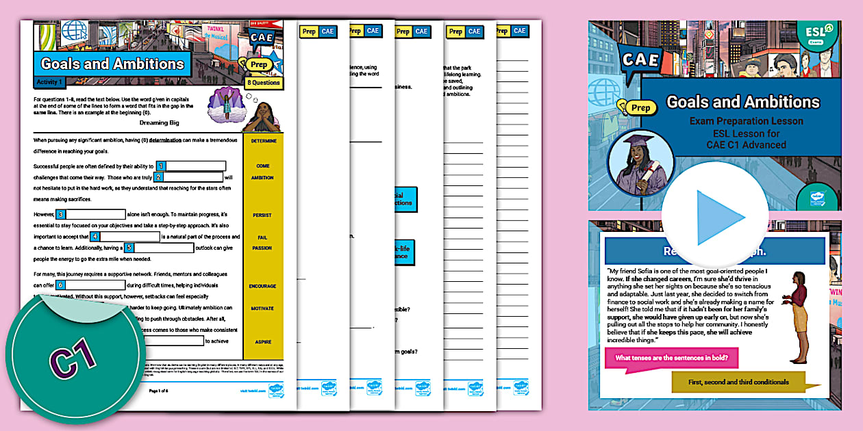 C1 Advanced (CAE) - Prep Lesson (Goals and Ambitions) Twinkl