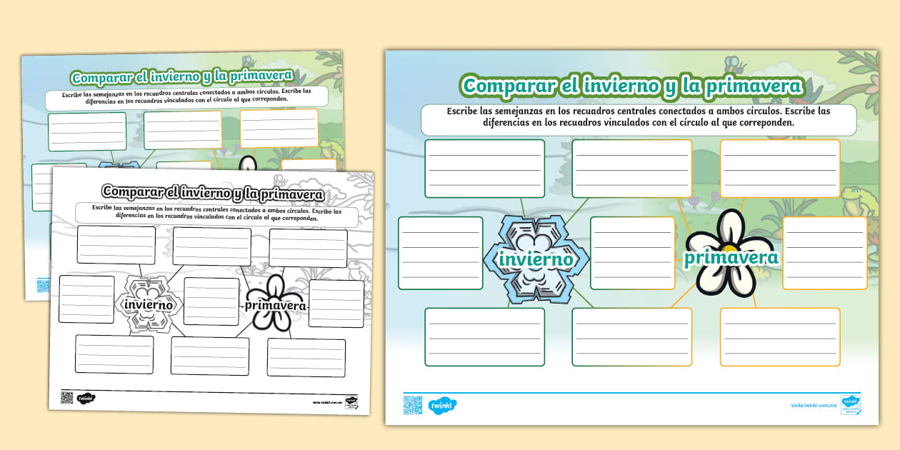 Mapa mental: Comparación entre invierno y primavera