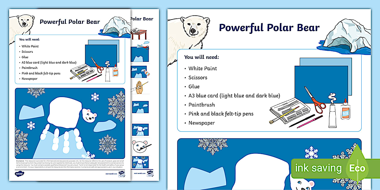 Handprint Polar Bear Craft Activity