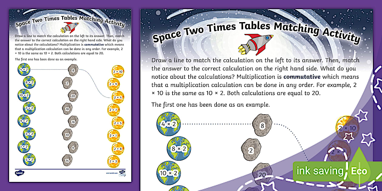 Two Times Table Space Matching Activity (Teacher-Made)