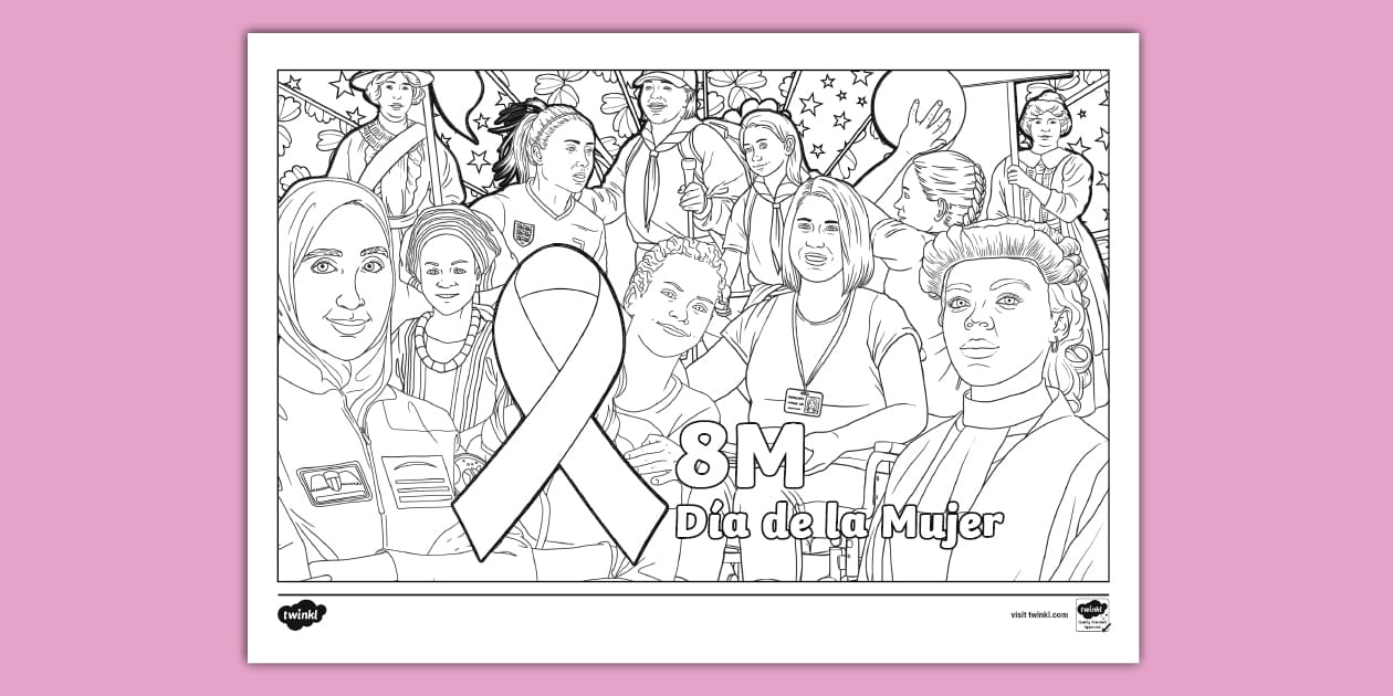 Hoja de lazo del Día de la Mujer para colorear - Twinkl