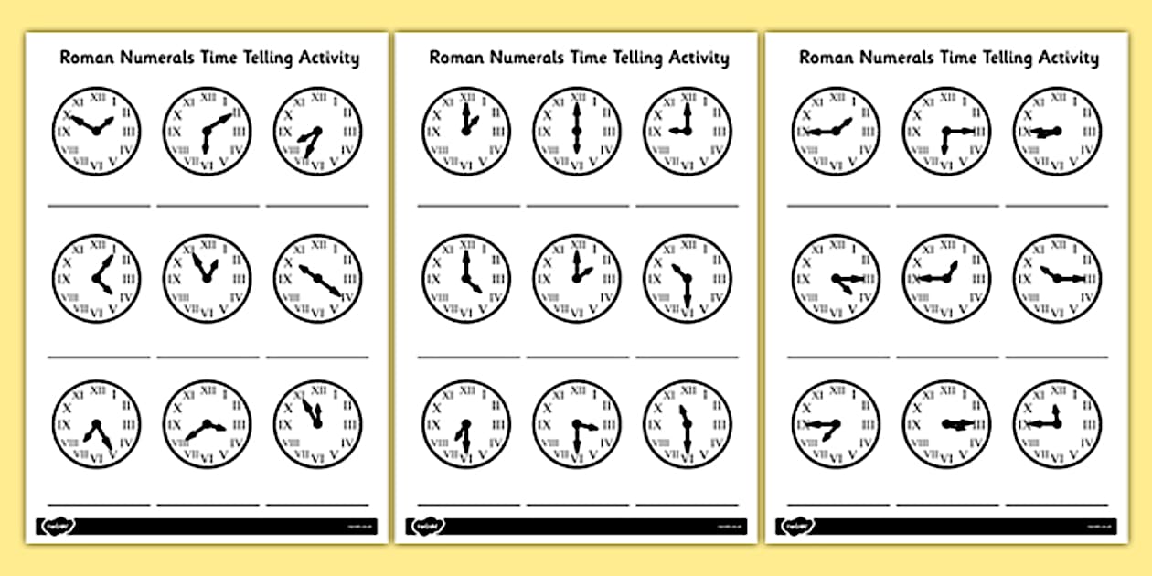Roman Numerals Time Telling Activity (teacher made) - Twinkl