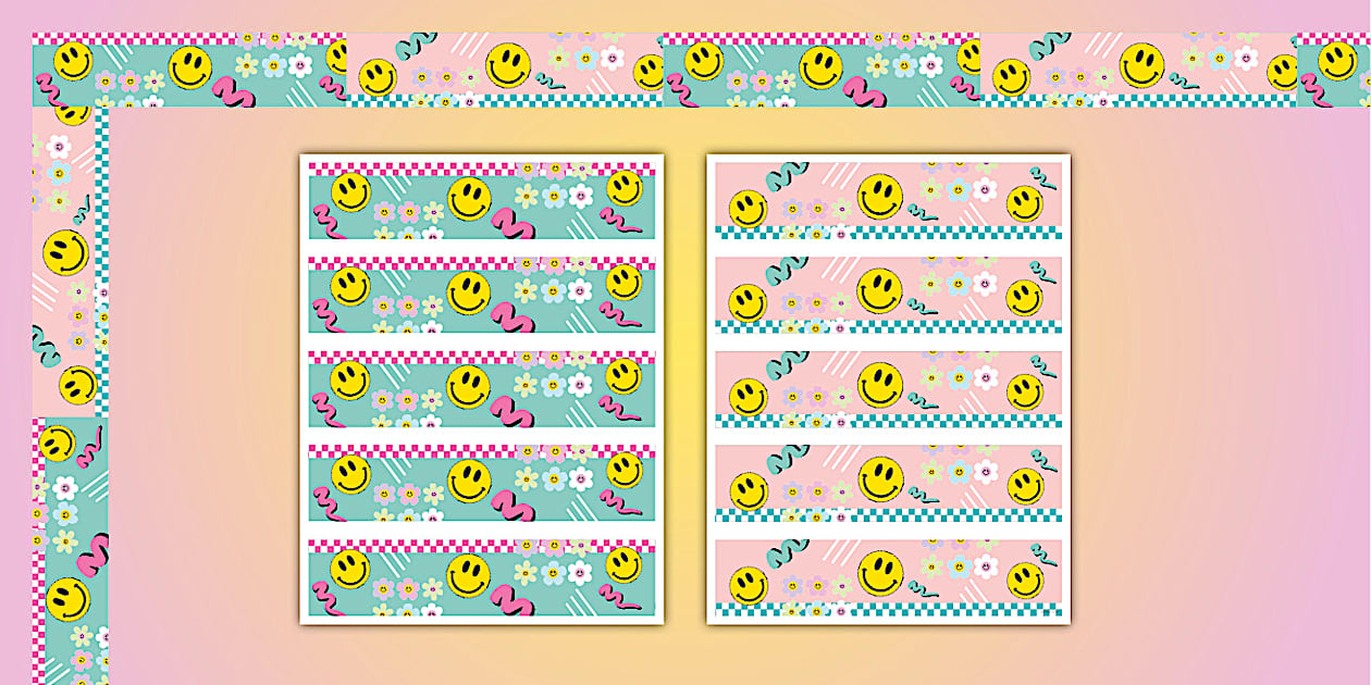 Retro 90s Bulletin Board Border (teacher made) - Twinkl