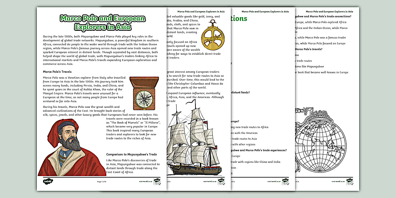 Marco Polo and European Explorers in Asia - Twinkl