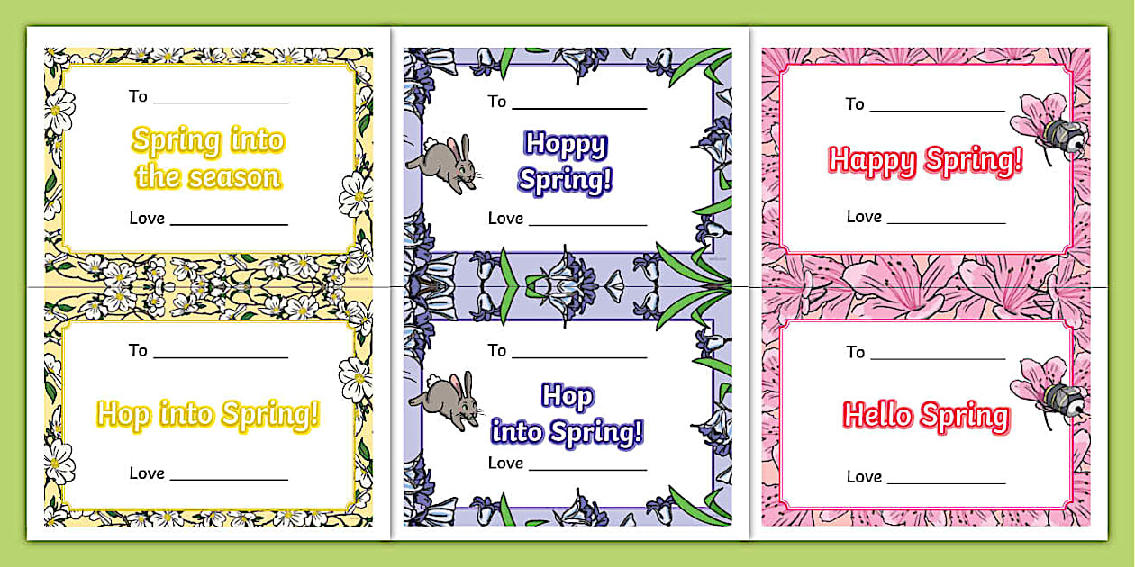 Spring Card Inserts - Landscape (Teacher-Made) - Twinkl