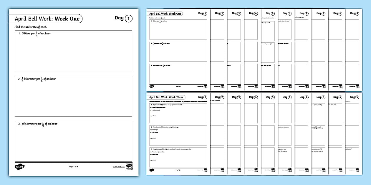 Seventh Grade Math April Bell Work Bundle (Teacher-Made)
