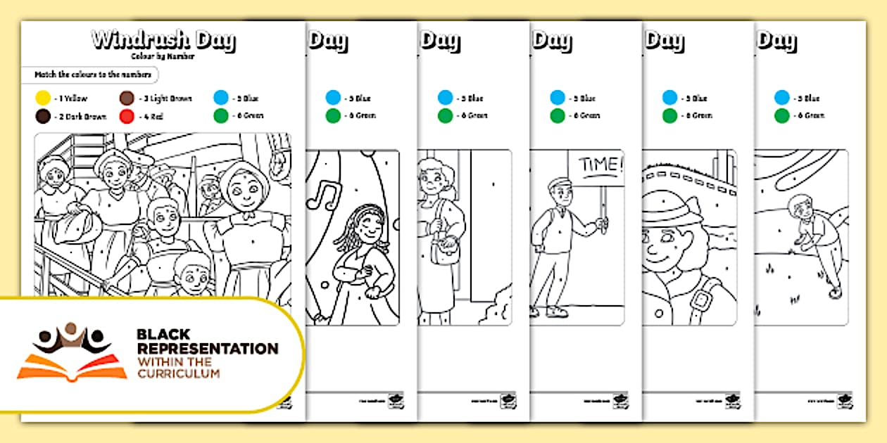 KS1 Windrush Day Colour By Number Sheets (Teacher-Made)