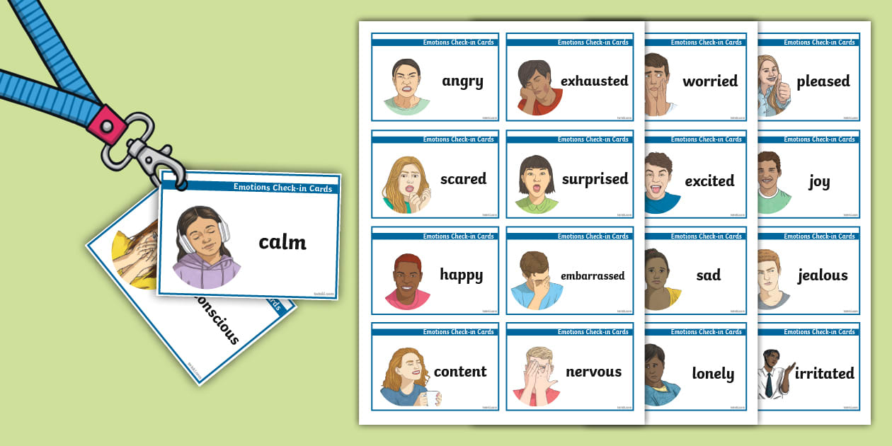 Lanyard-Sized Emotions Check-in Cards - Second Level