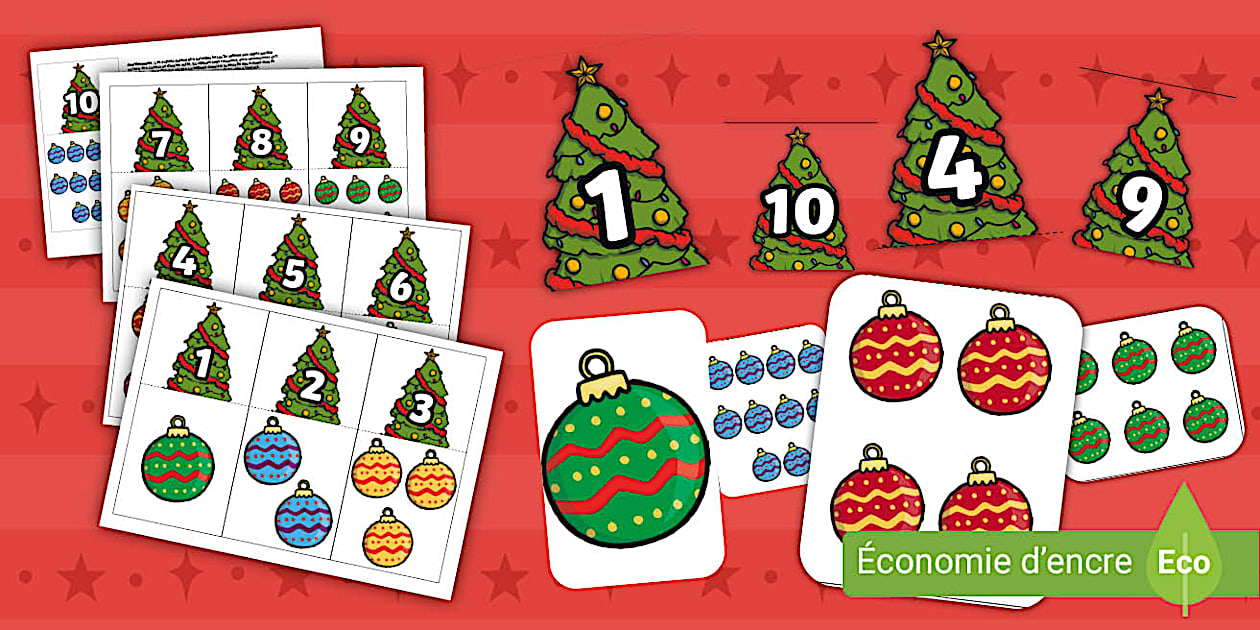 Jeu de paires des boules de Noël jusqu'à 10 - Twinkl