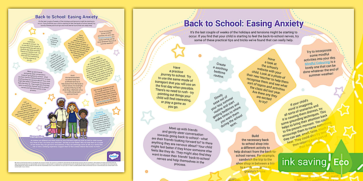 Back to School: Anxiety - Easing Anxiety | Twinkl - Twinkl