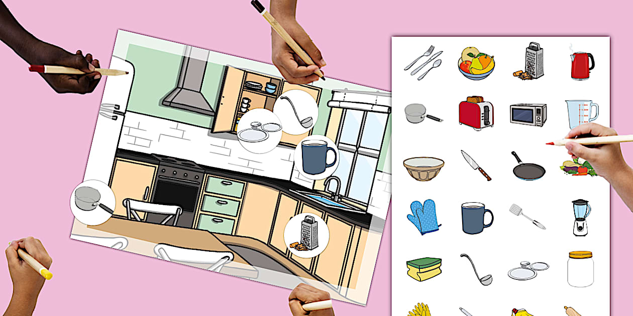 Kitchen Utensils Sticker Activity (teacher made) - Twinkl