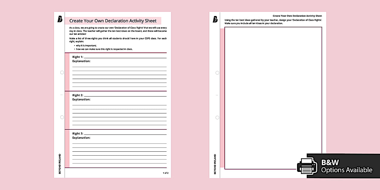 Create Your Own Declaration Activity (teacher made) - Twinkl