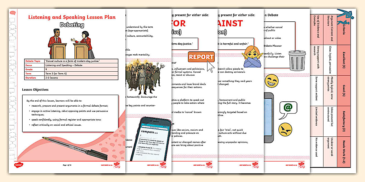 Grade 9 Term 3 Listening and Speaking Lesson Plan: Debating