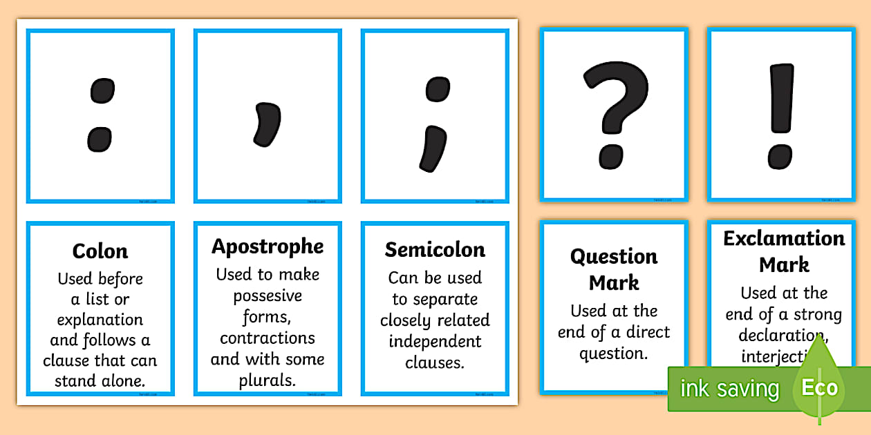 Editable Punctuation Marks and Explanation Matching Cards