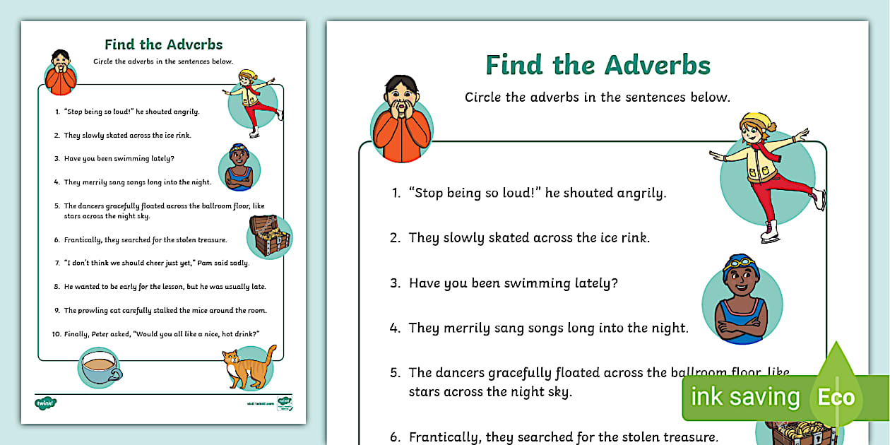 Find the Adverbs Activity Sheet (teacher made) - Twinkl