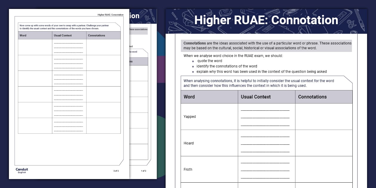 Higher RUAE: Connotation (teacher made) - Twinkl