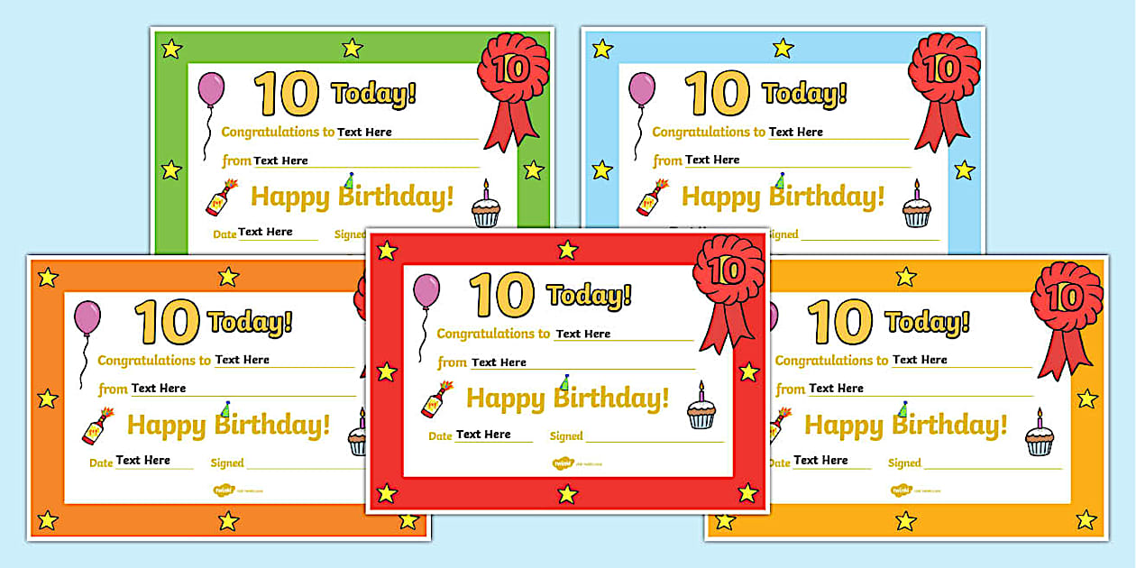 👉 Editable Birthday Certificates (Age 10) - - Twinkl